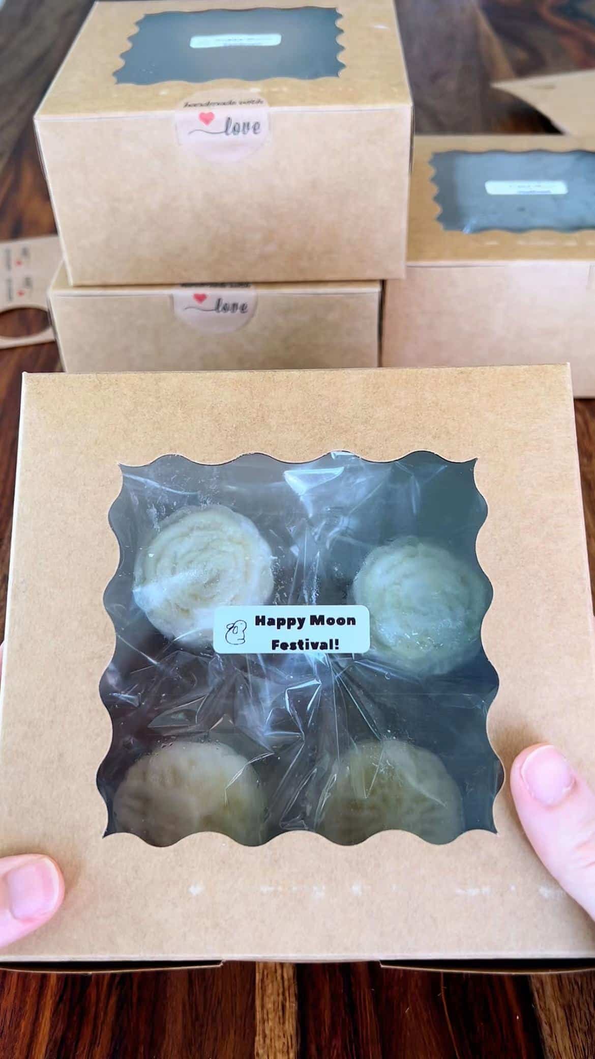 Snow Skin Mooncake Recipe - white strawberry chocolate filling
